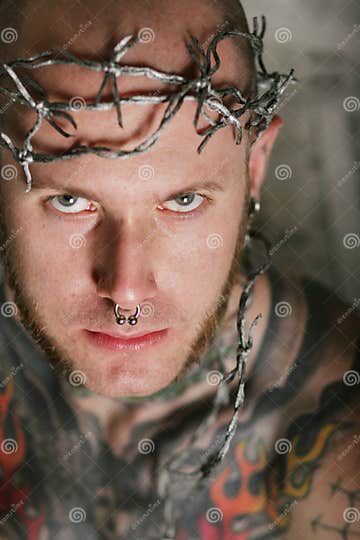 Angry man with tattoo stock image. Image of style, skin - 1925793