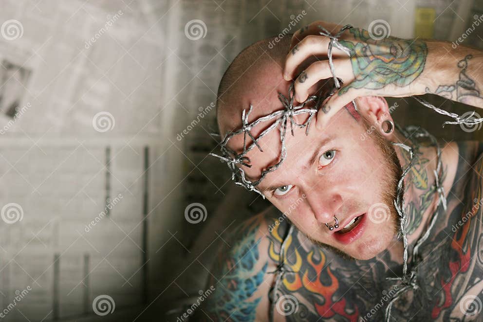 Angry man with tattoo stock image. Image of crazy, skin - 1962967