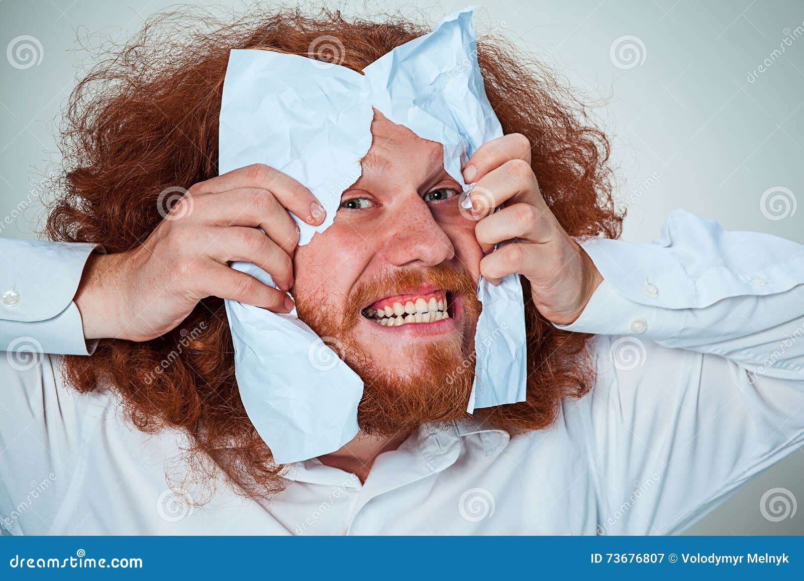 Angry man tear out paper stock image. Image of male, elegance - 73676807