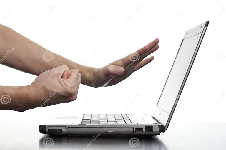 Angry Man Threatening Computer Stock Photo - Image of computer ...