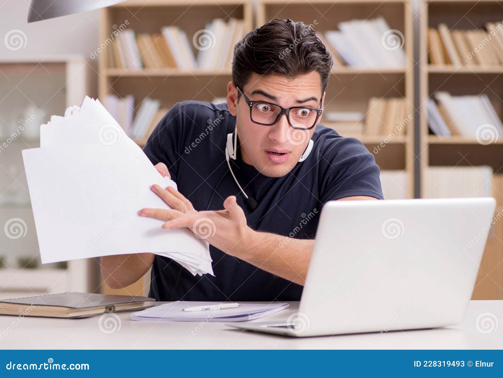 Angry Man with Too Much Paperwork To Do Stock Image - Image of ...