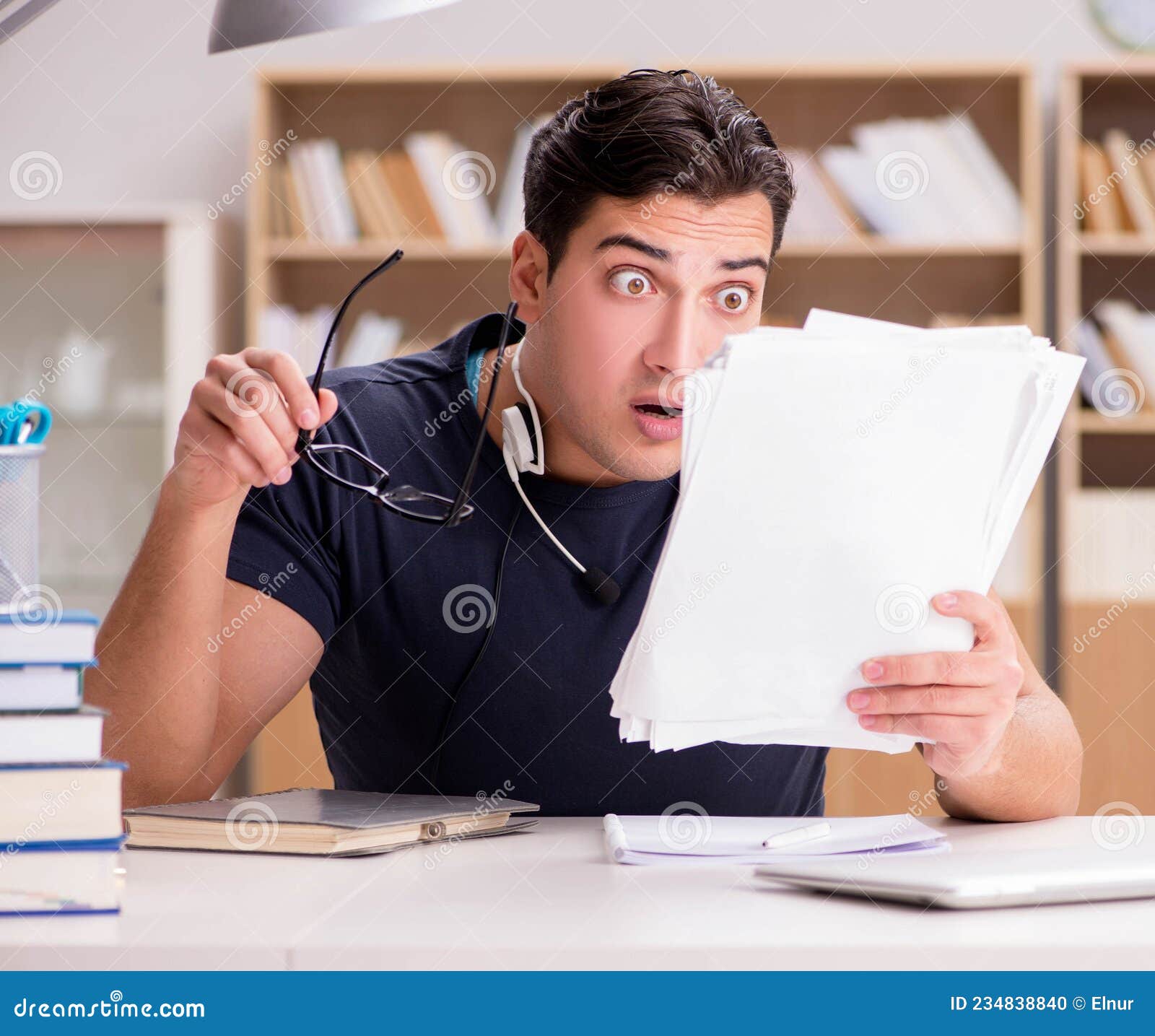 Angry Man with Too Much Paperwork To Do Stock Photo - Image of online ...