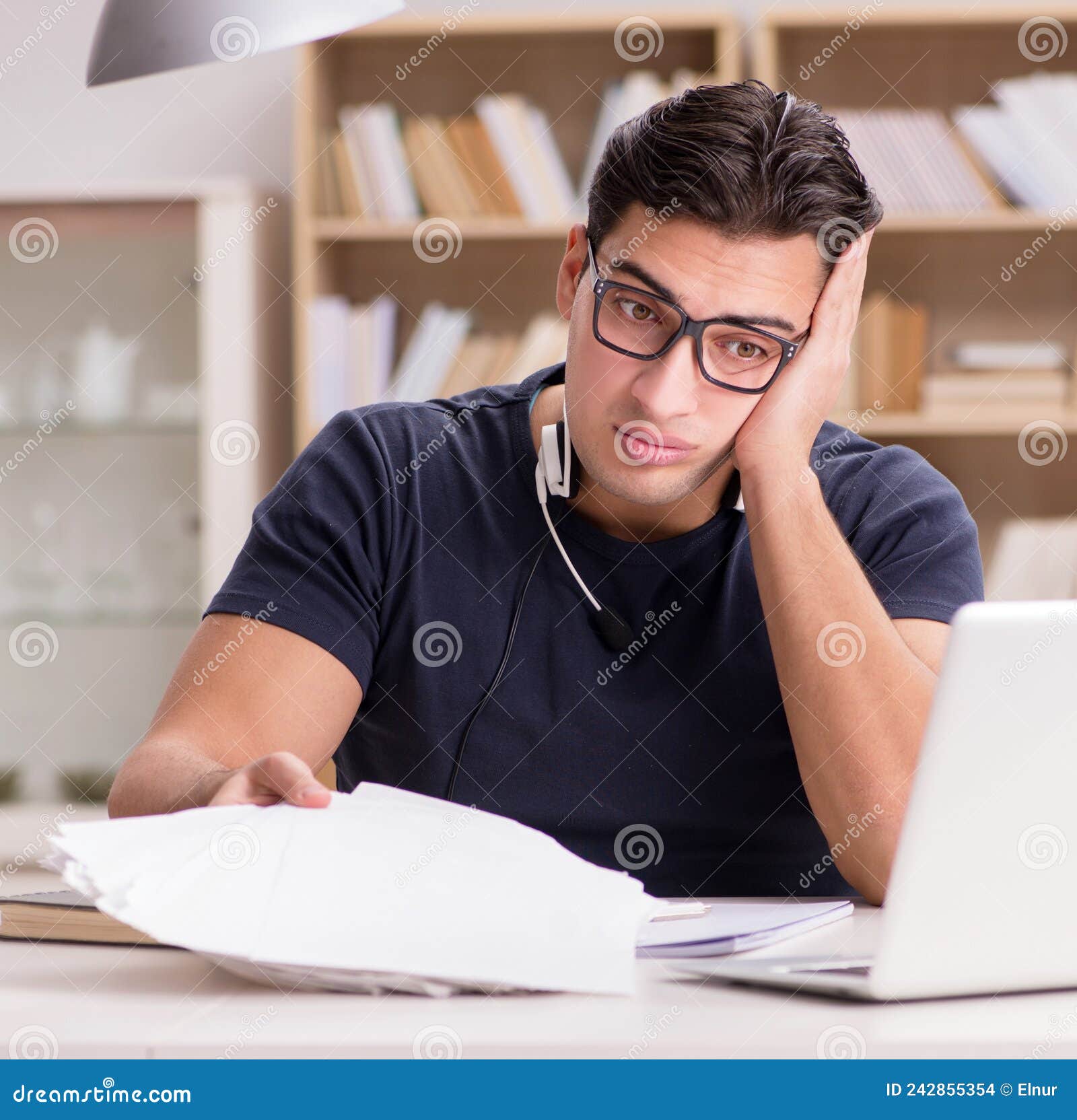 Angry Man with Too Much Paperwork To Do Stock Photo - Image of notebook ...