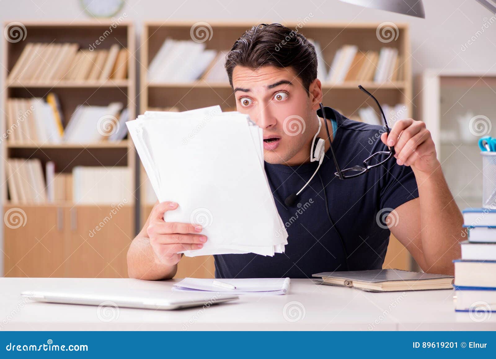 The Angry Man with Too Much Paperwork To Do Stock Image - Image of ...