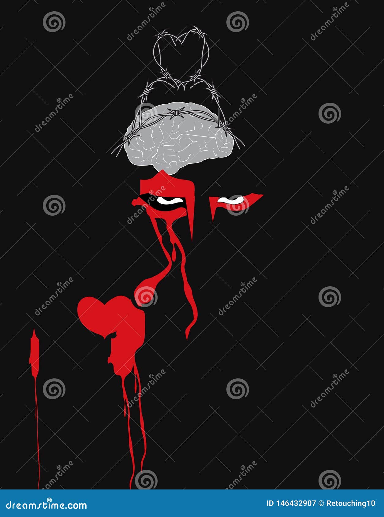 An Angry Man Trying To Think with a Crown of Spines on His Brain Stock ...