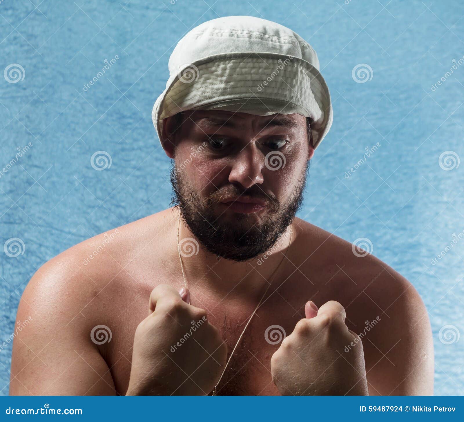 Angry Man Turns Emotionally Inadequate Fig Finger. Stock Photo ...