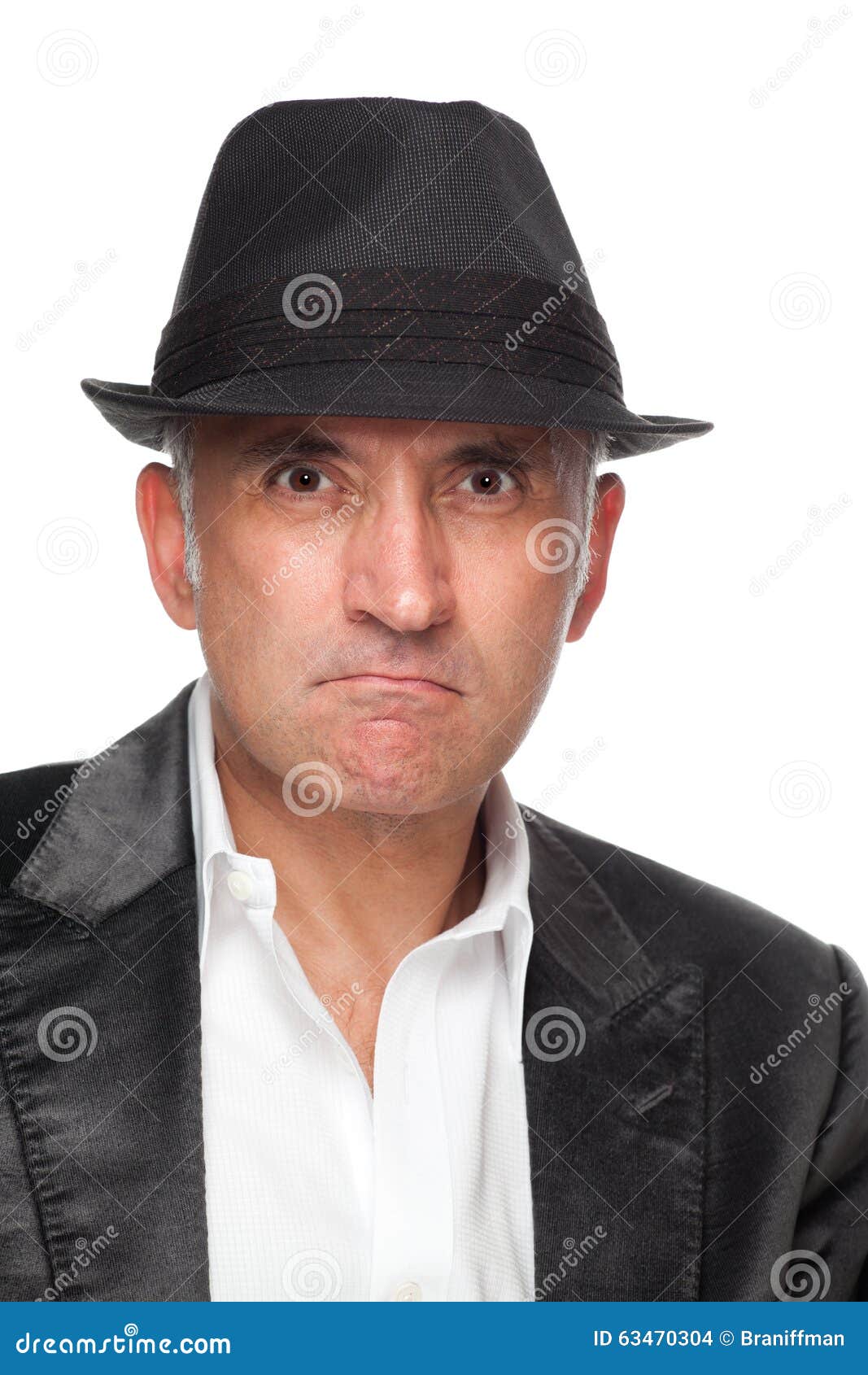 Angry man wearing a hat stock photo. Image of white, boss - 63470304
