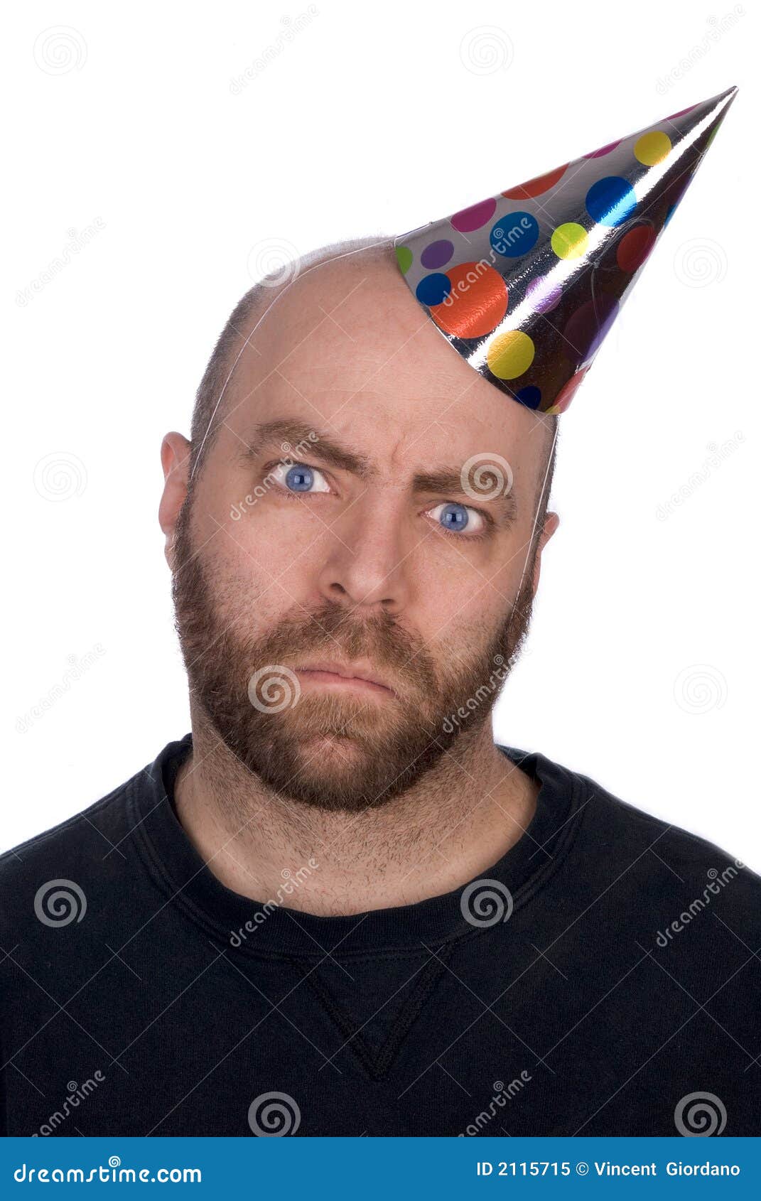 Angry Man Wearing a Party Hat Stock Image - Image of aged, event: 2115715