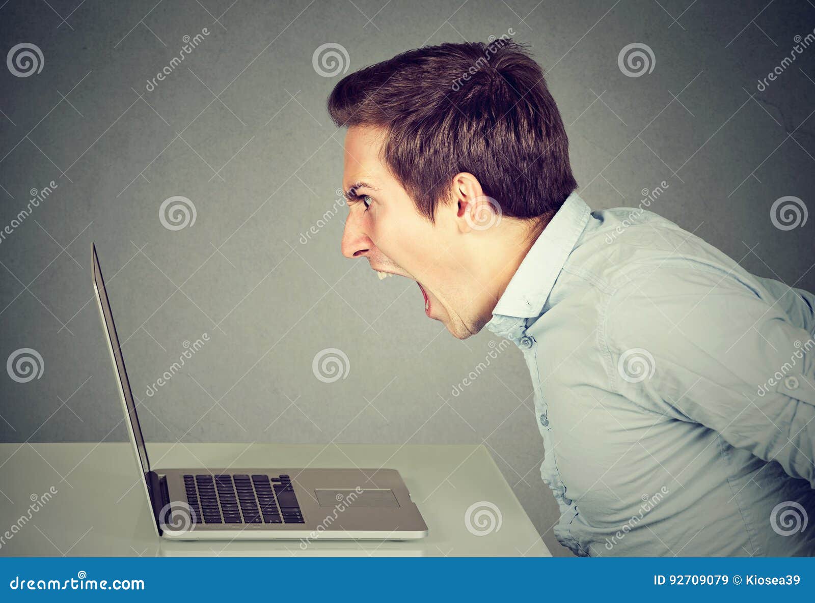 Angry Man Working on the Laptop Stock Image - Image of rage, media ...