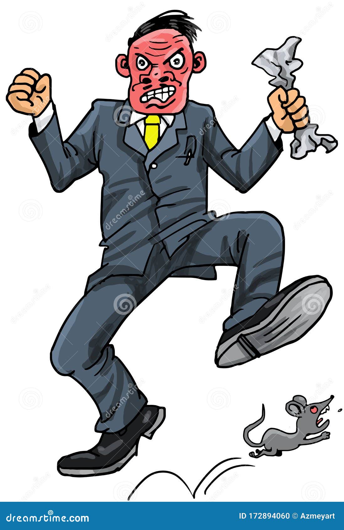 Angry Manager Or Office Worker Using Mobile Phone, Vector Cartoon Stick ...