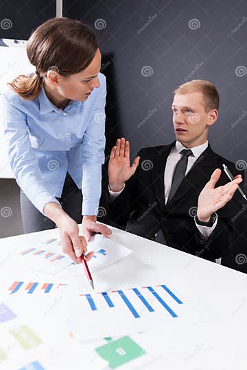 Angry Manager and Innocent Employee Stock Photo - Image of angry ...