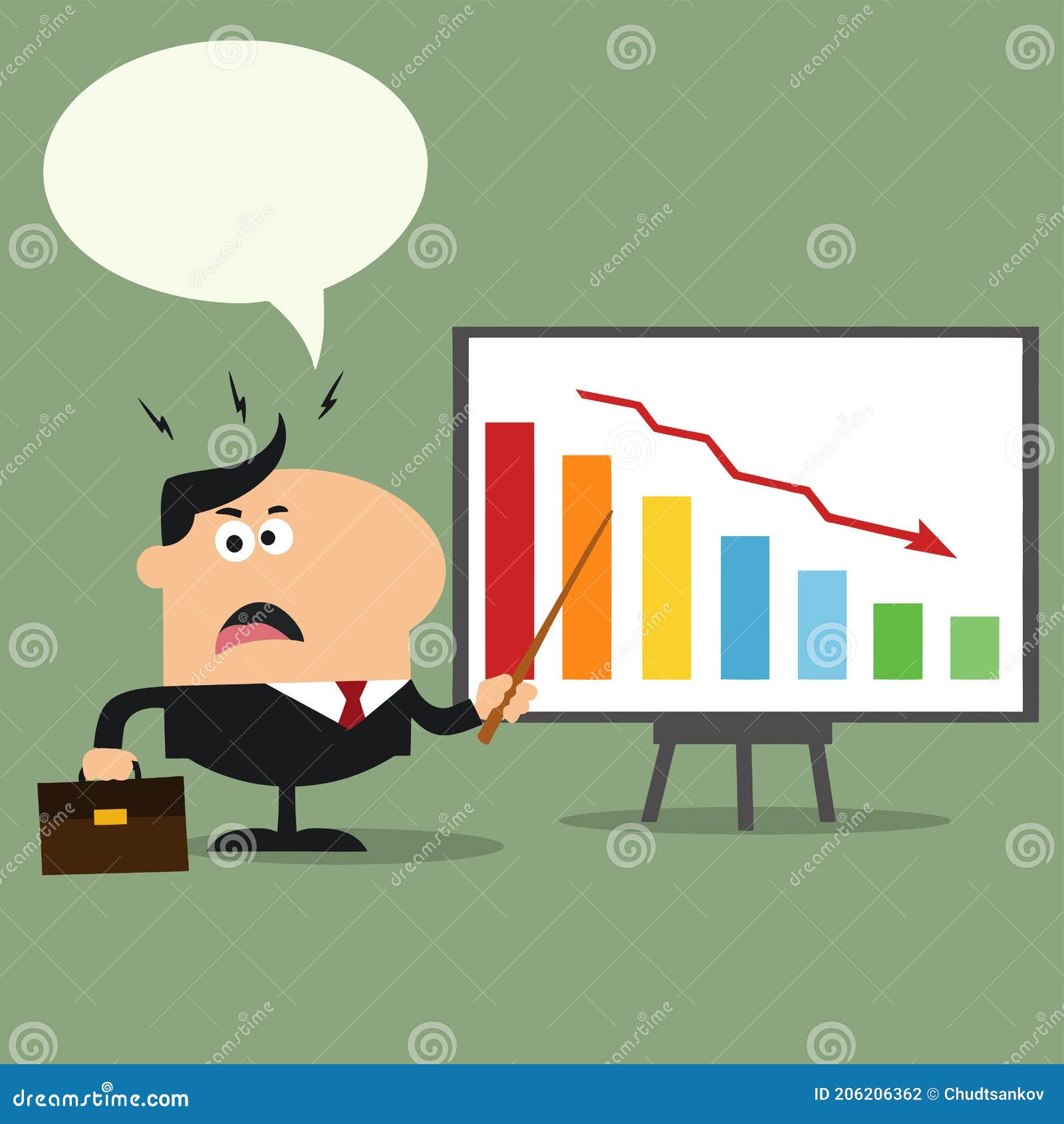Angry Manager Pointing To a Decrease Chart on a Board Stock Vector ... Angry Manager Pointing To a Decrease Chart on a Board Stock Vector ...