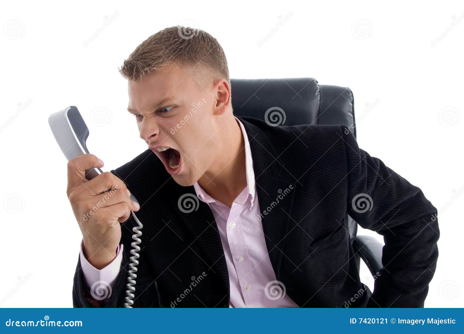 Angry Manager Shouting on Phone Stock Image - Image of handsome ...