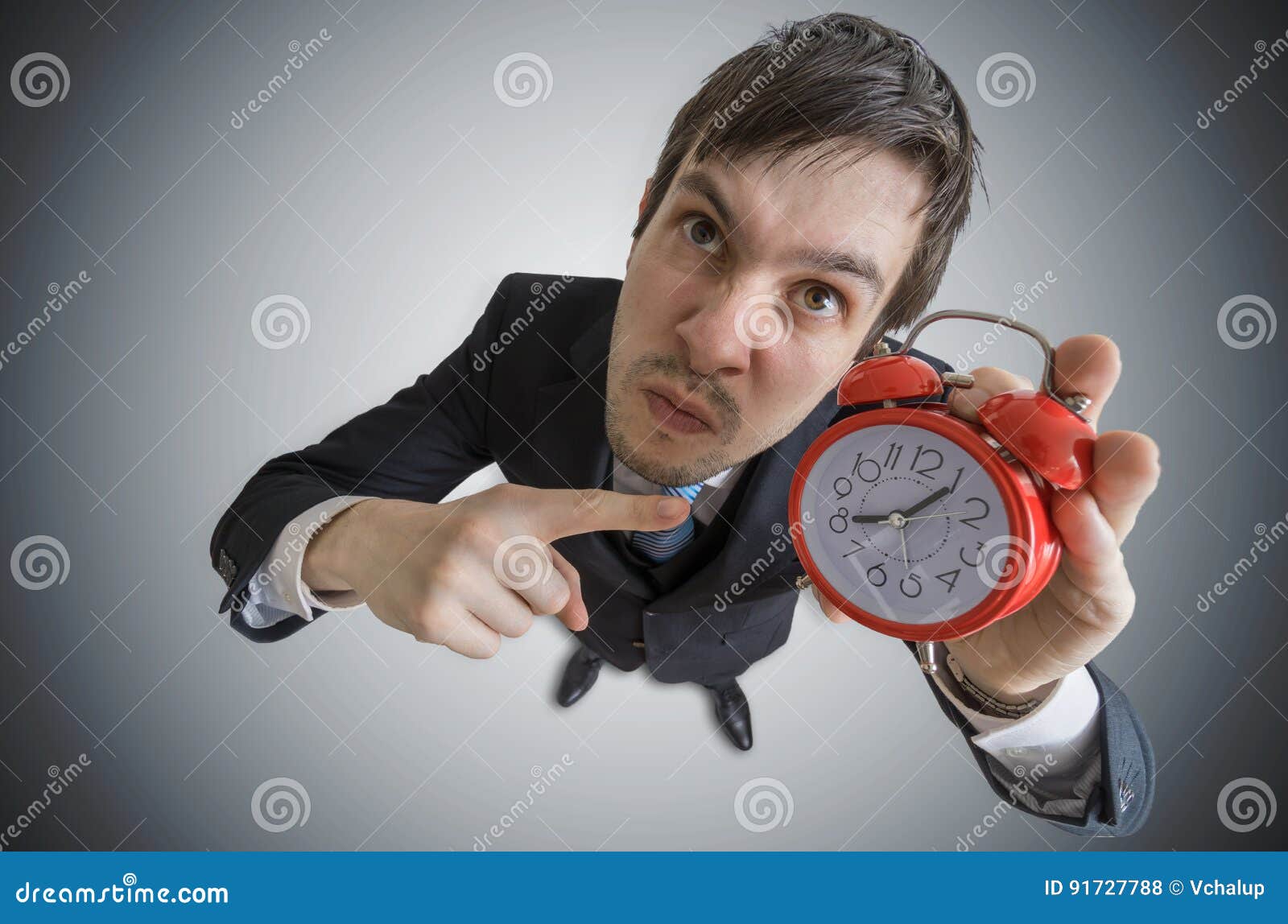 Angry Manager is Showing Clock. Discipline Concept Stock Photo - Image ...
