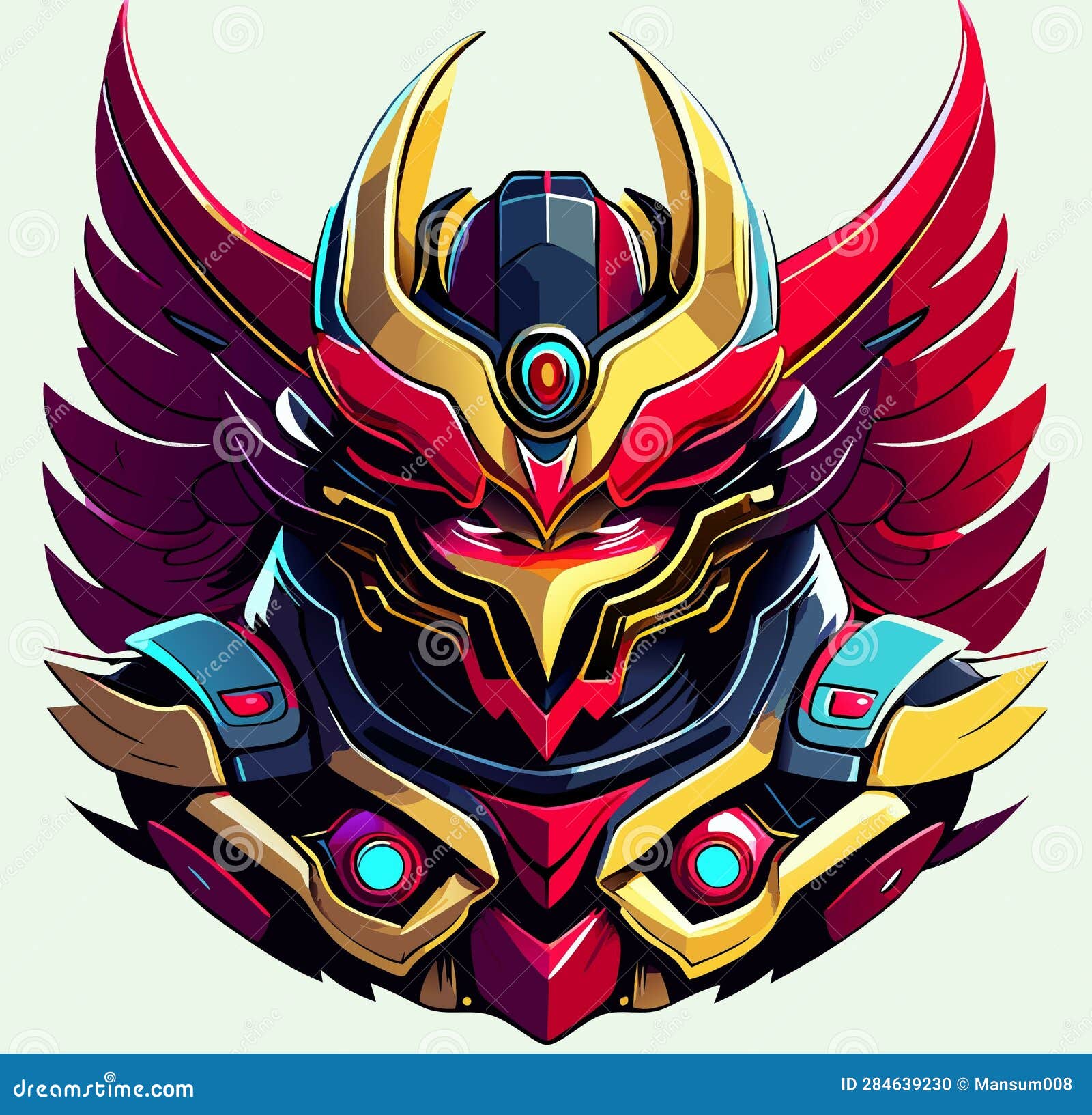 Angry Mascot Head of the Eagle Garuda Robot Stock Illustration ...