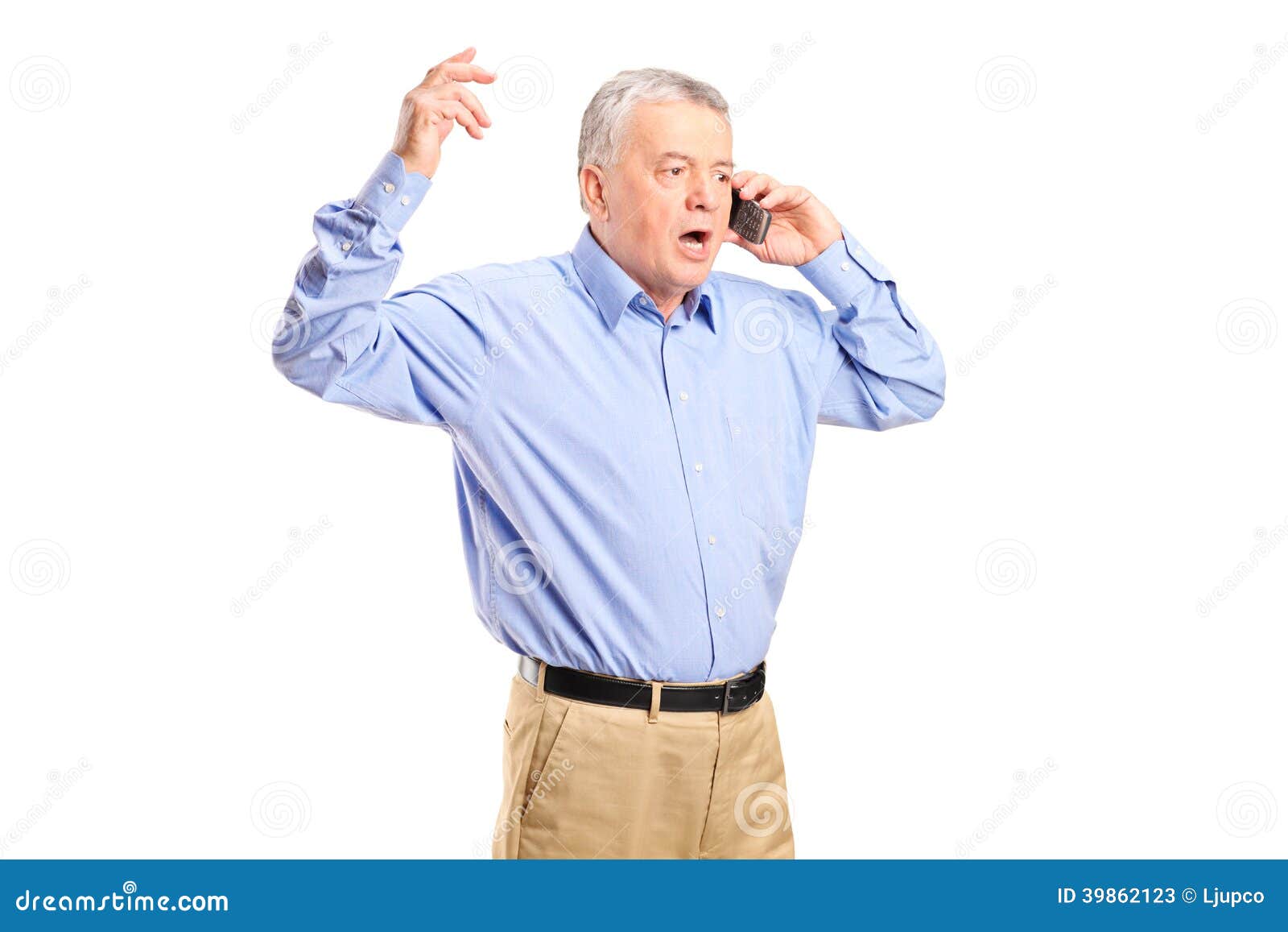 Angry Mature Man Talking on the Phone Stock Image - Image of caucasian ...