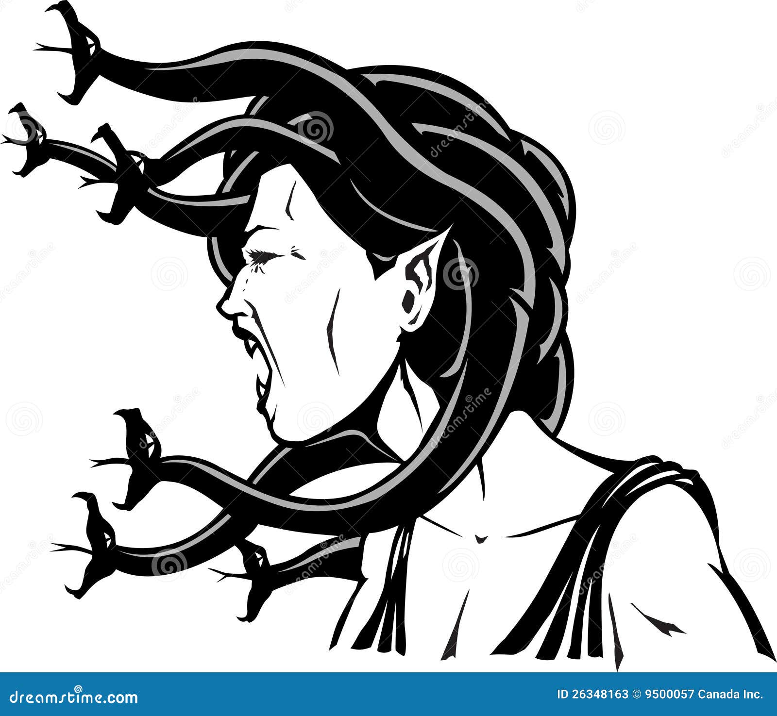 Angry Medusa stock vector. Illustration of female, loud - 26348163