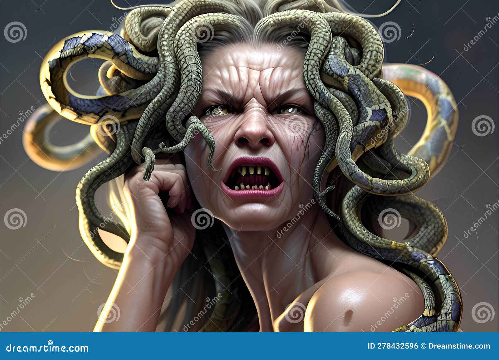Angry Medusa stock illustration. Illustration of angry - 278432596