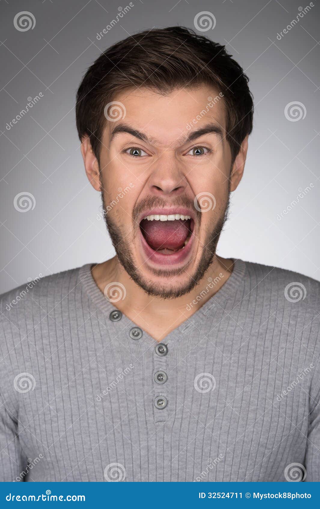 Angry Men. Portrait of Young Men Shouting and Looking at Camera Stock ...