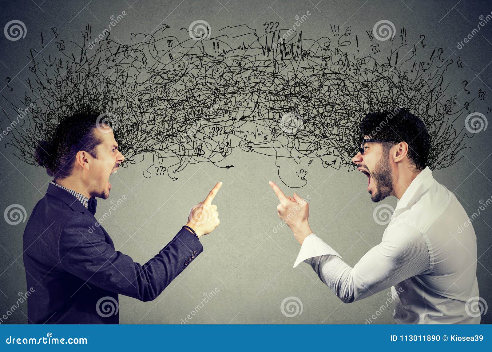 Angry Men Screaming at Each Other Exchanging with Negative Thoughts ...