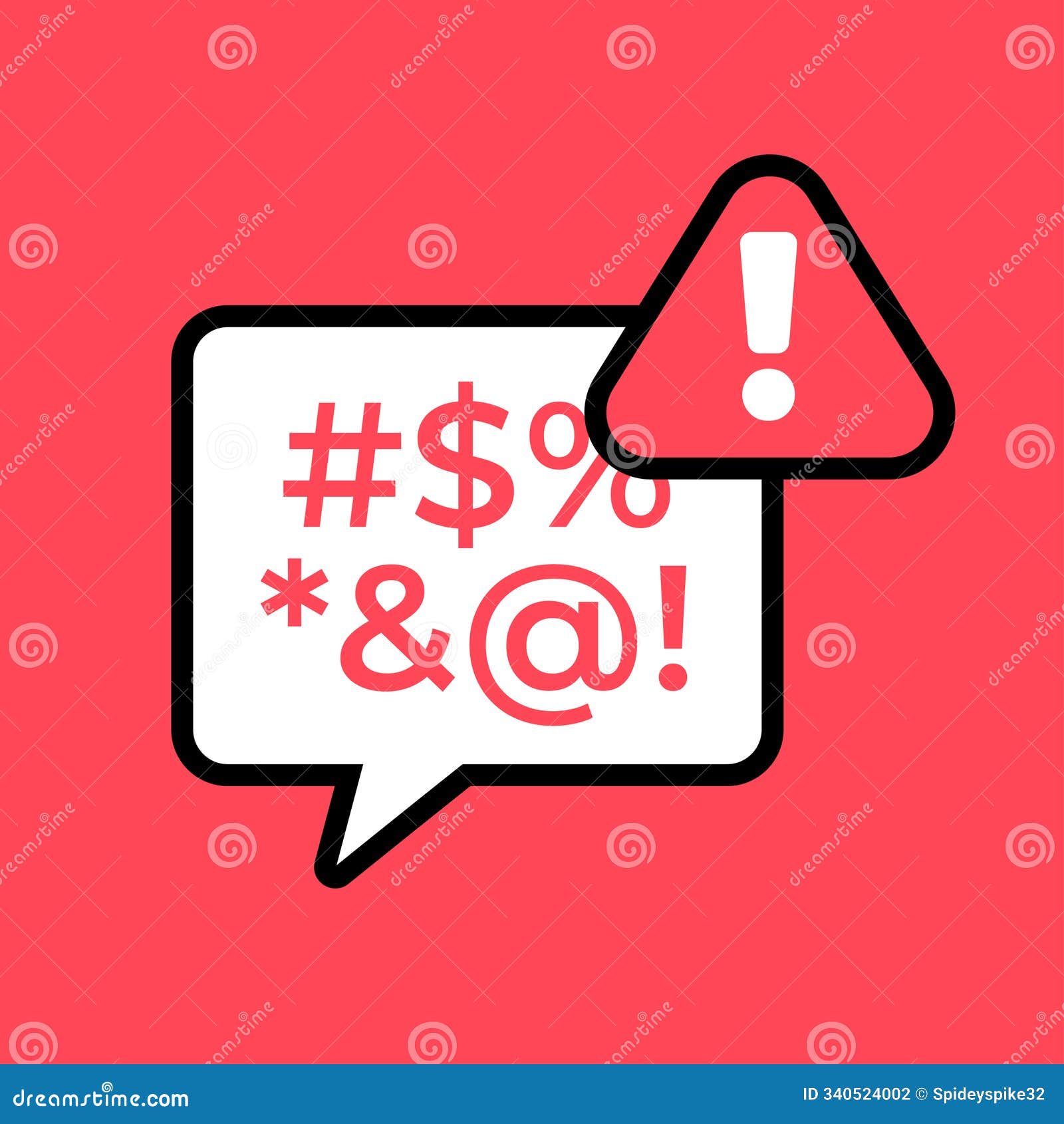 An Angry Message with a Warning Sign. Vector Illustration Stock ...