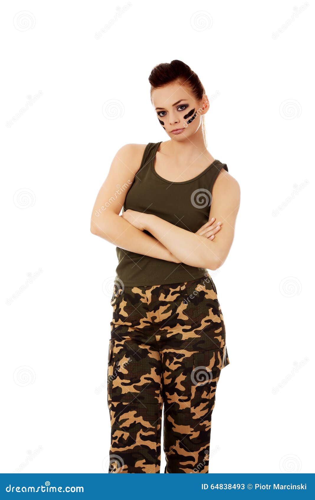 Angry Military Woman with Folded Arms Stock Image - Image of military ...