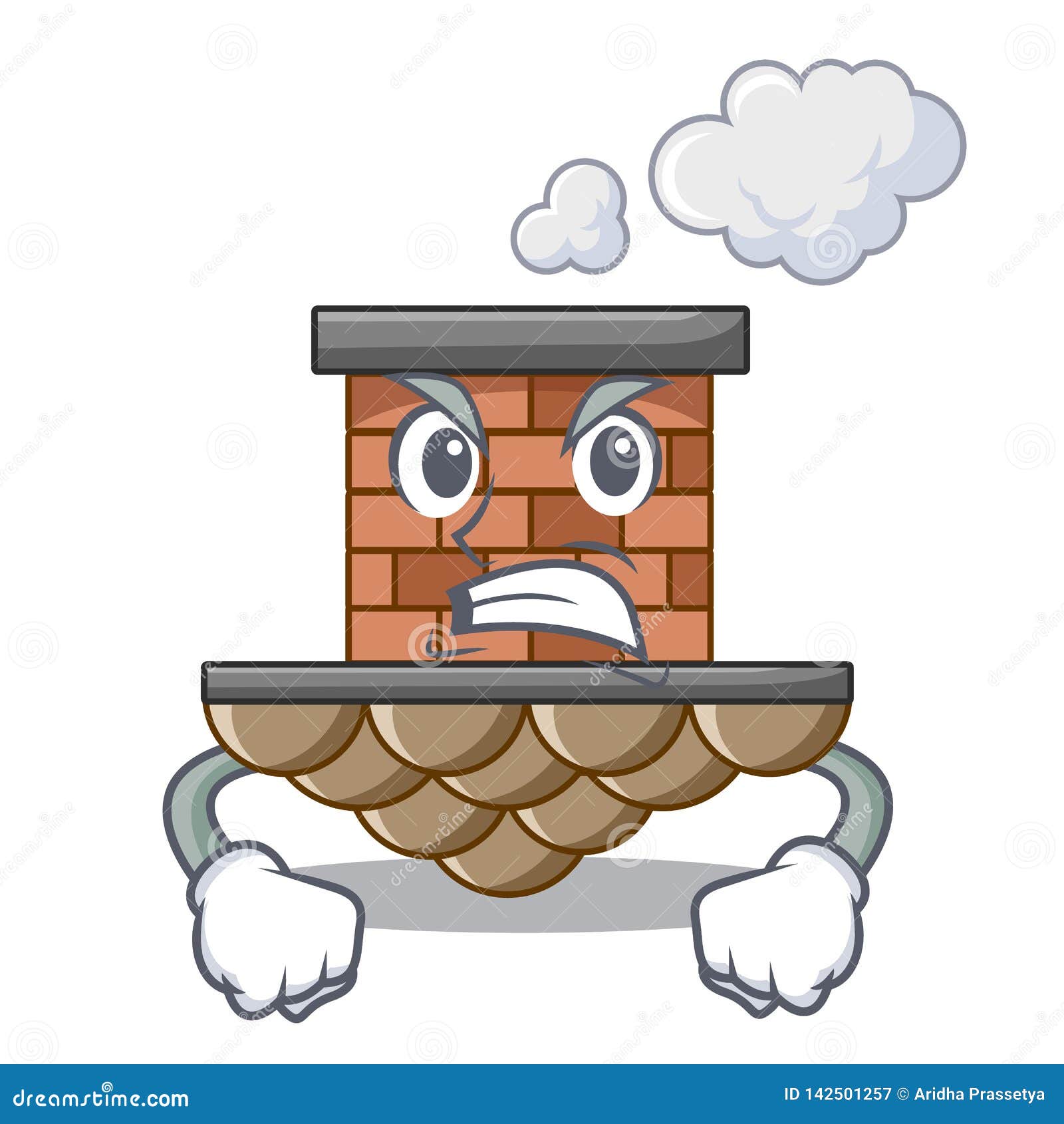 Angry Miniature Cartoon Brick Chimney Above Table Stock Vector ...