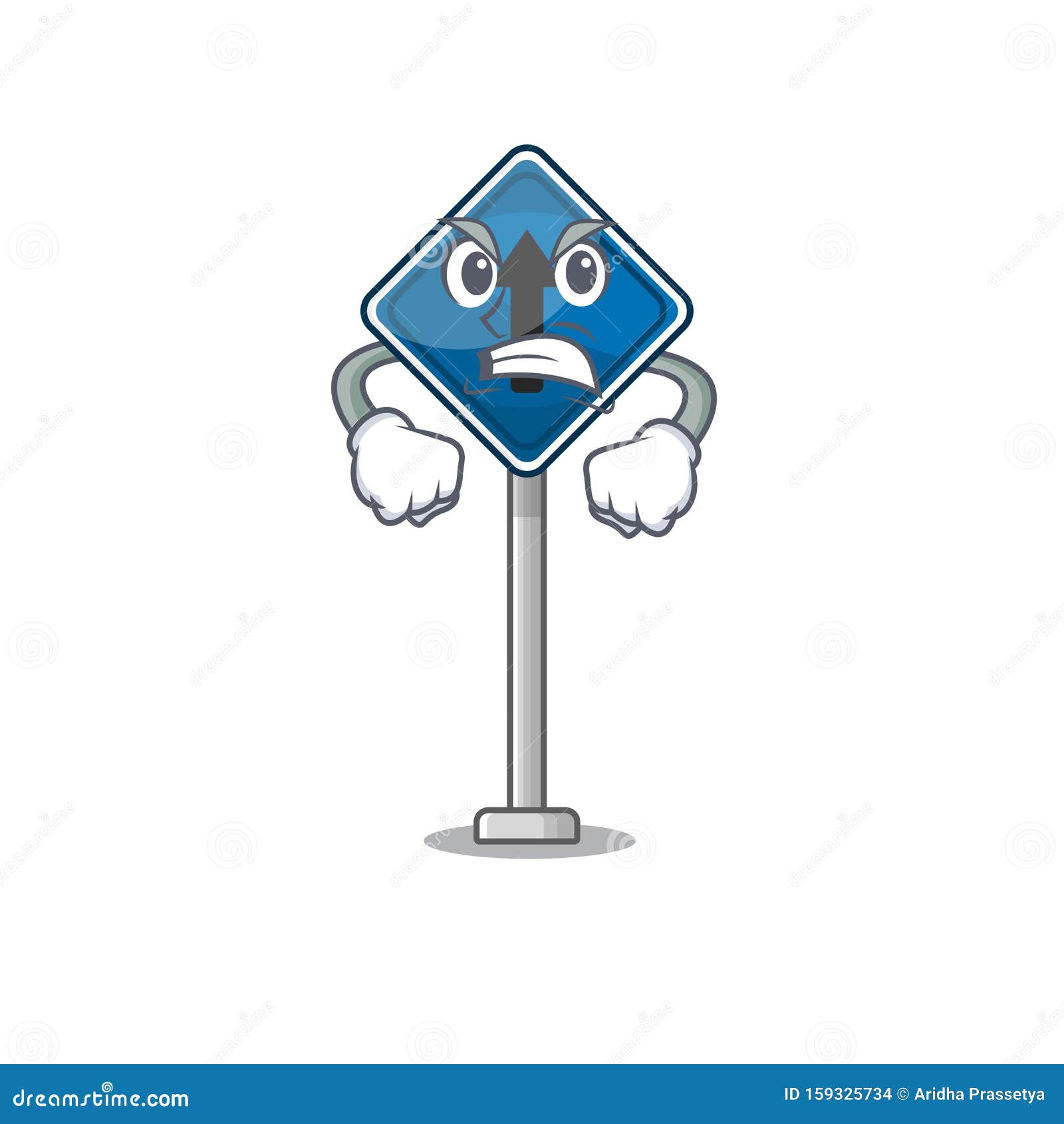 Angry Miniature Mascot on Shape Straight Ahead Stock Vector ...