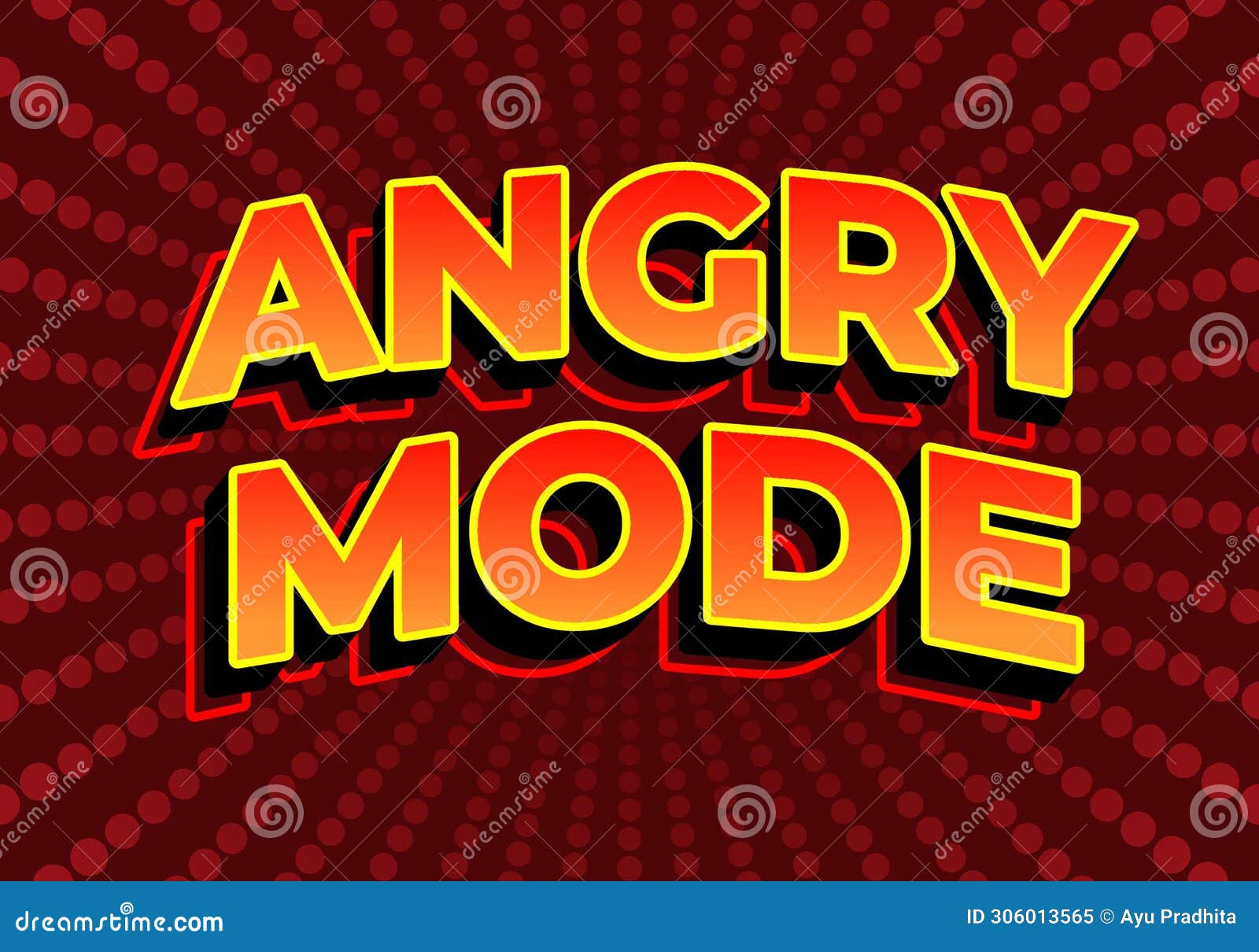 Angry Mode. Text Effect in 3D Look. Red Yellow Gradient Color. Dark Red ...