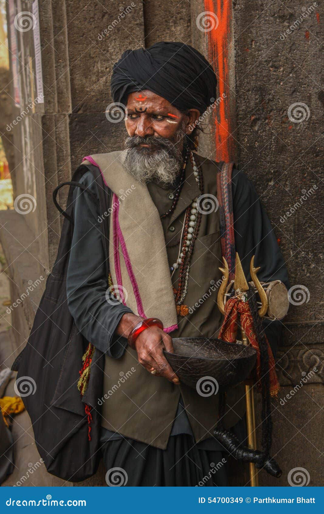 Angry Monk editorial stock image. Image of trishul, makeup - 54700349