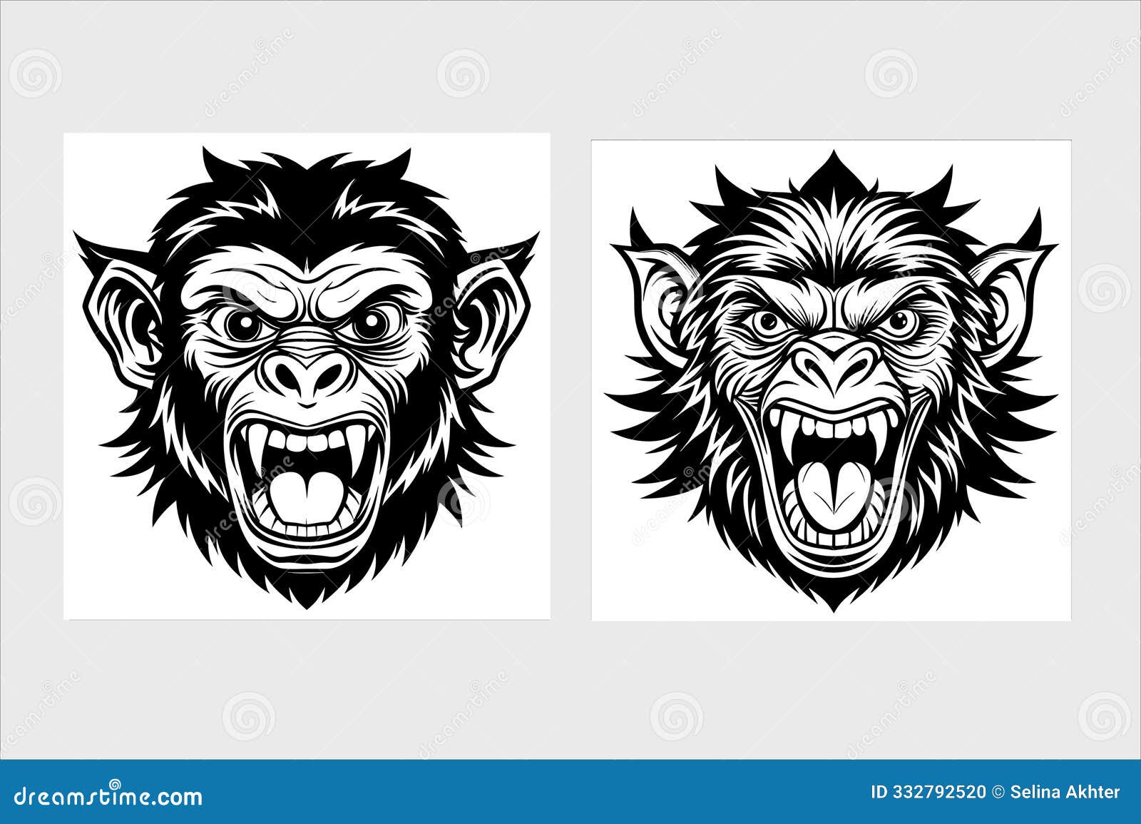 Angry Monkey Face Vector Illustration. Stock Illustration ...