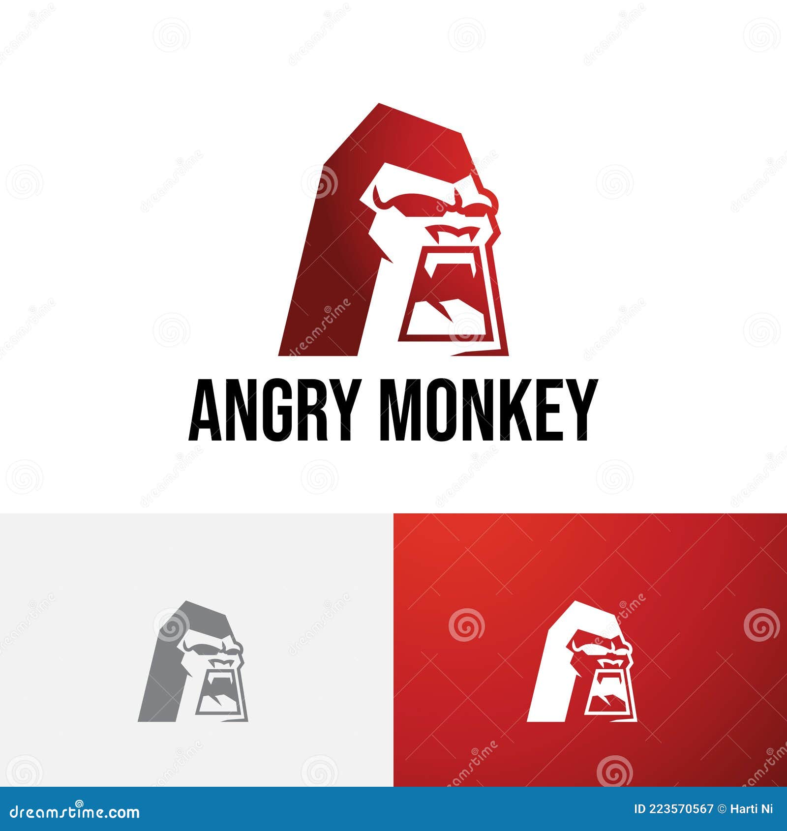 Angry Monkey Wild Cranky Gorilla Ape Head Logo Stock Vector ...