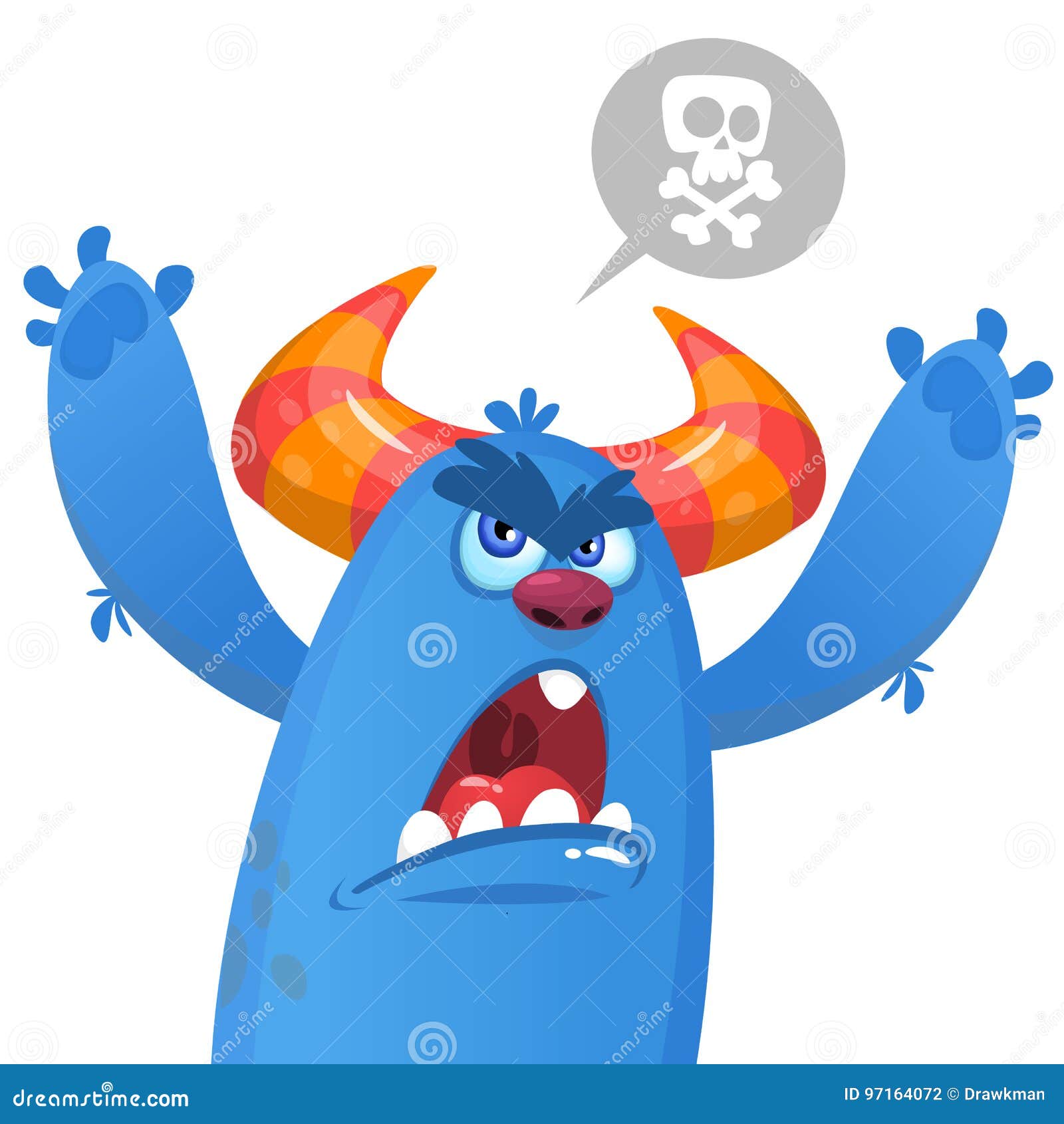 Angry Monster Wearing Eyeglasses. Vector Illustration Clipart ...