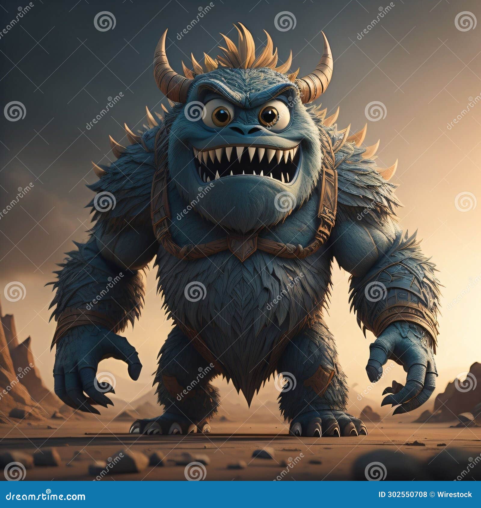 Angry Monster Standing To Observe the Atmosphere with Big Sharp Teeth ...
