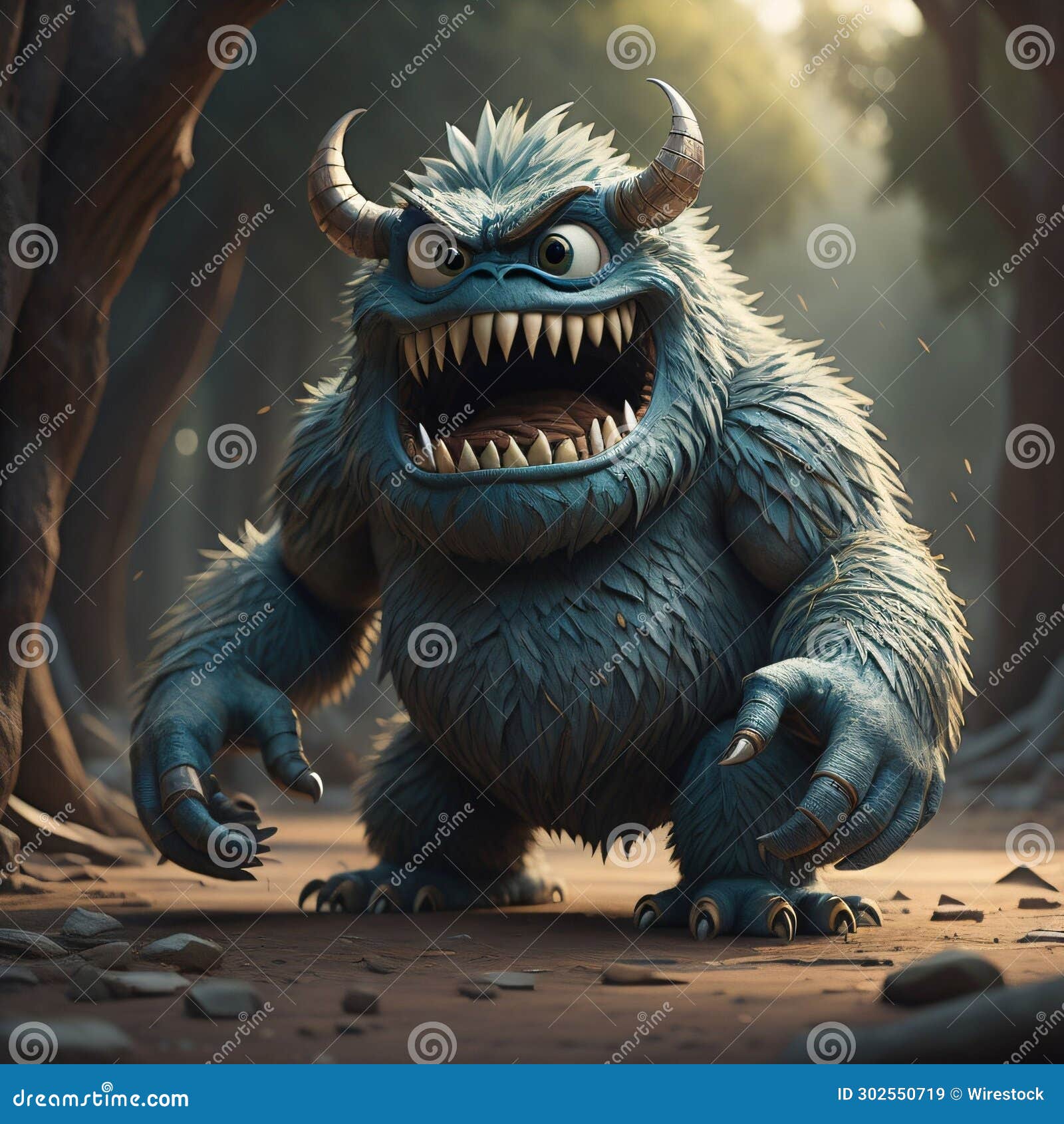 Angry Monster Standing To Observe the Atmosphere with Big Sharp Teeth ...