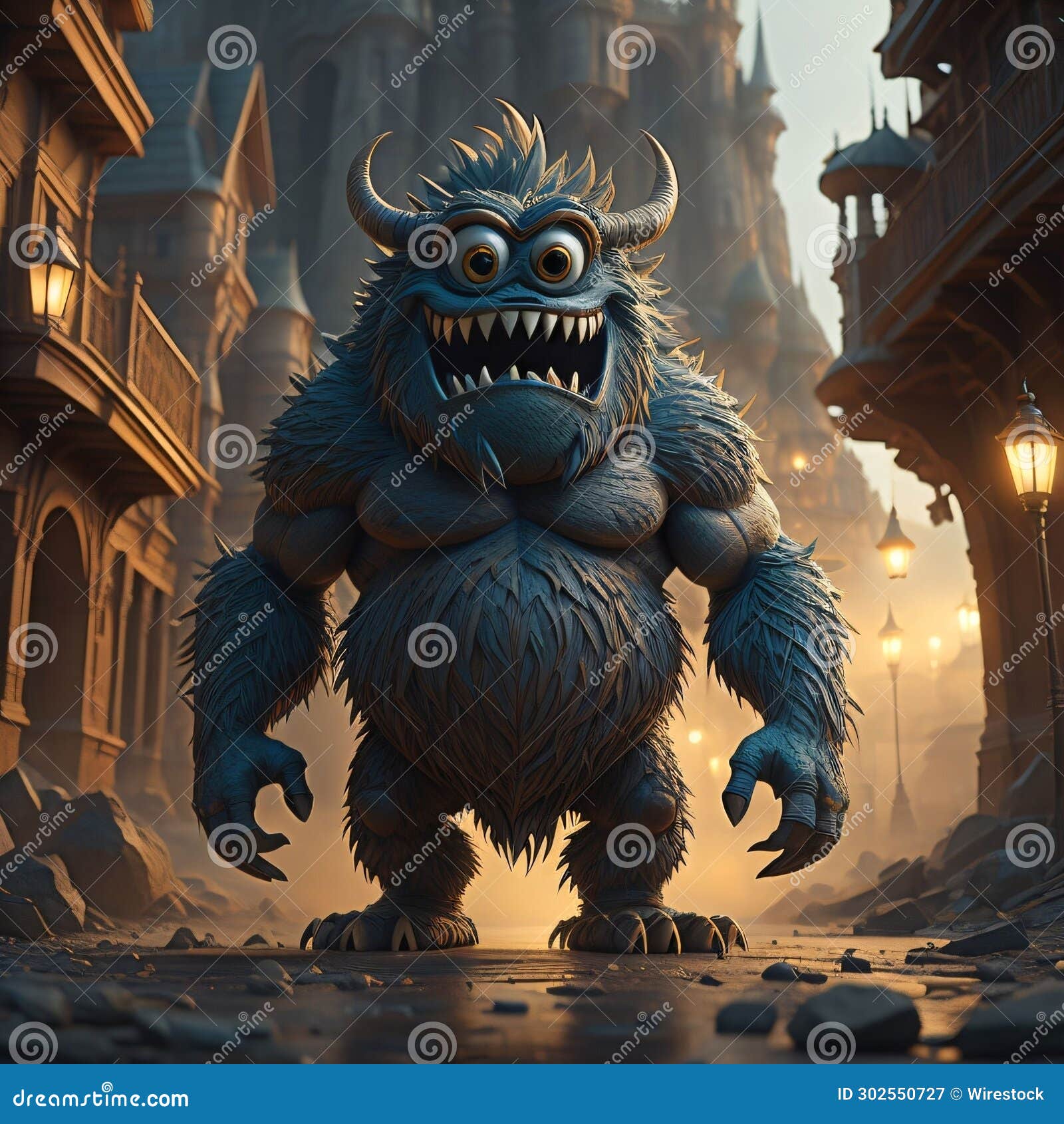 Angry Monster Standing To Observe the Atmosphere with Big Sharp Teeth ...