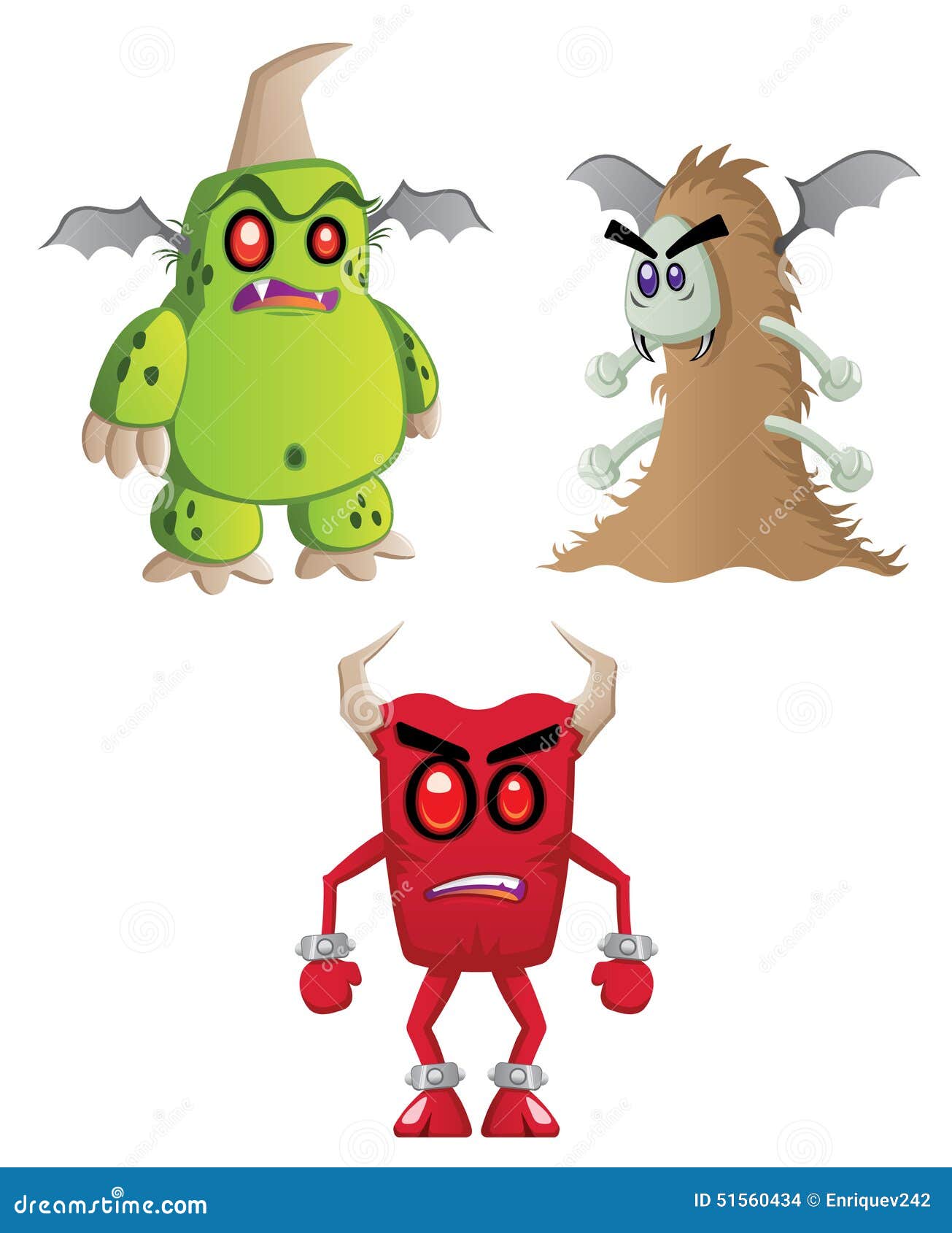 Angry Monsters stock vector. Illustration of horns, ugly - 51560434