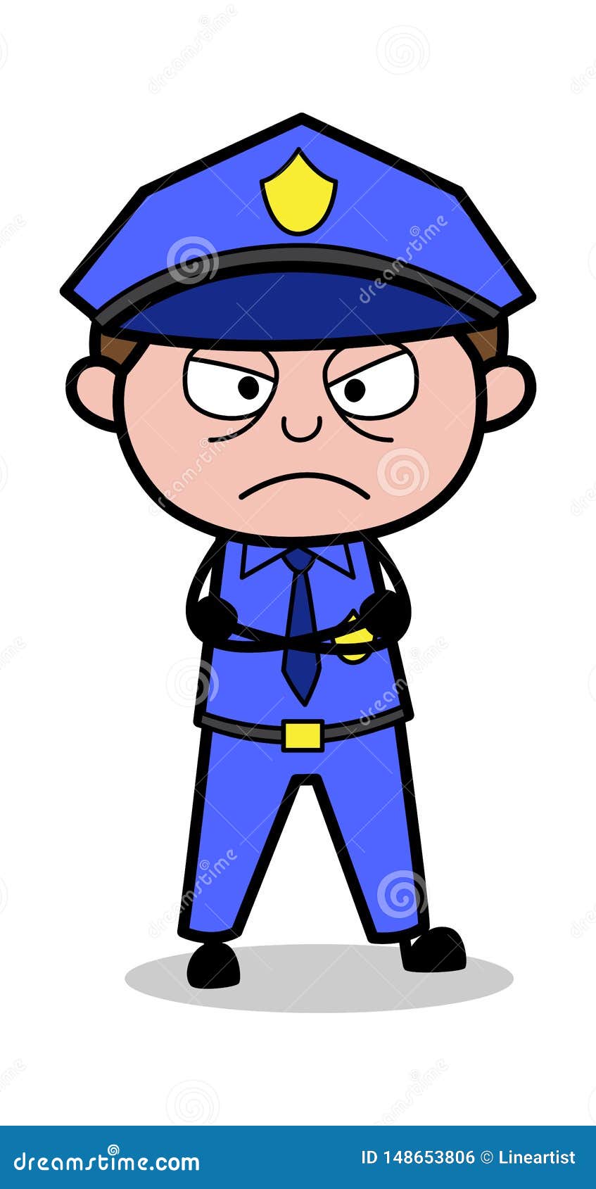 Angry Mood - Retro Cop Policeman Vector Illustration Stock Illustration ...