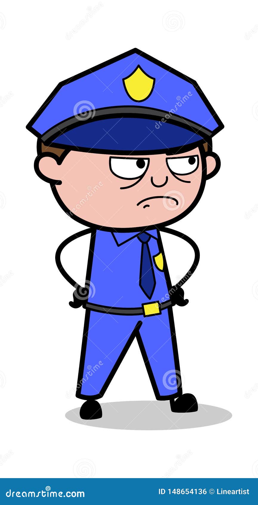 Angry Mood - Retro Cop Policeman Vector Illustration Stock Illustration ...