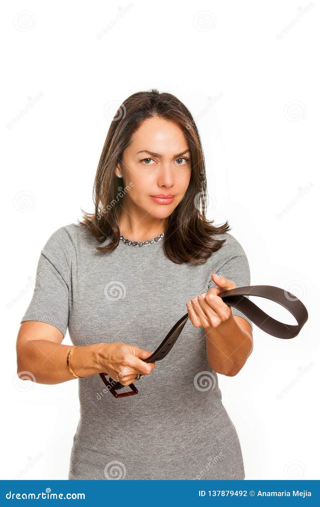 Angry Mother with Belt on Her Hands Stock Photo - Image of behave ...