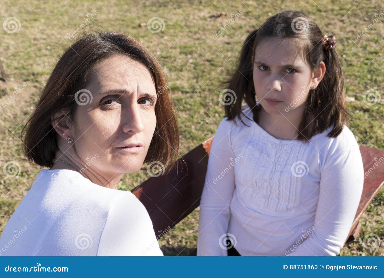 Angry Mother and Daughter in Park Stock Photo - Image of grass, love ...