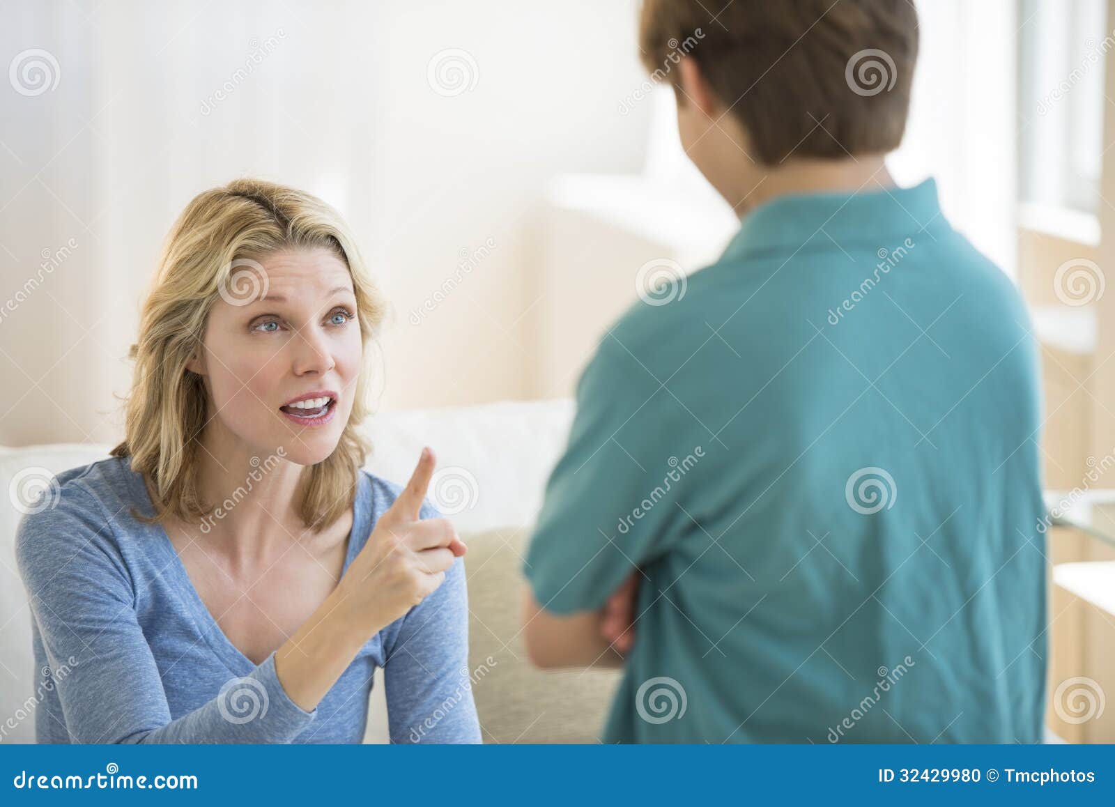 Angry Mother Scolding Son at Home Stock Photo - Image of person ...