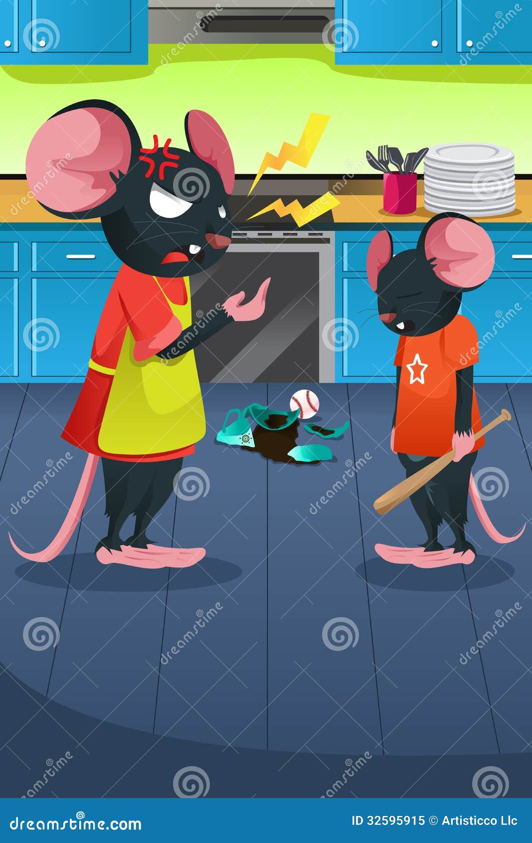 Angry mouse stock vector. Illustration of kitchen, child - 32595915