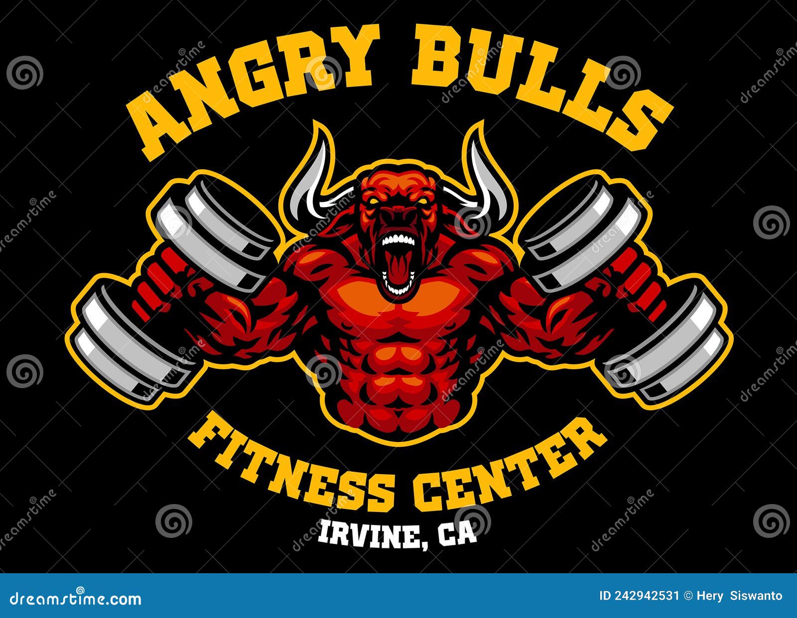 Angry Dog Bodybuilder Cartoon Vector | CartoonDealer.com #89593457
