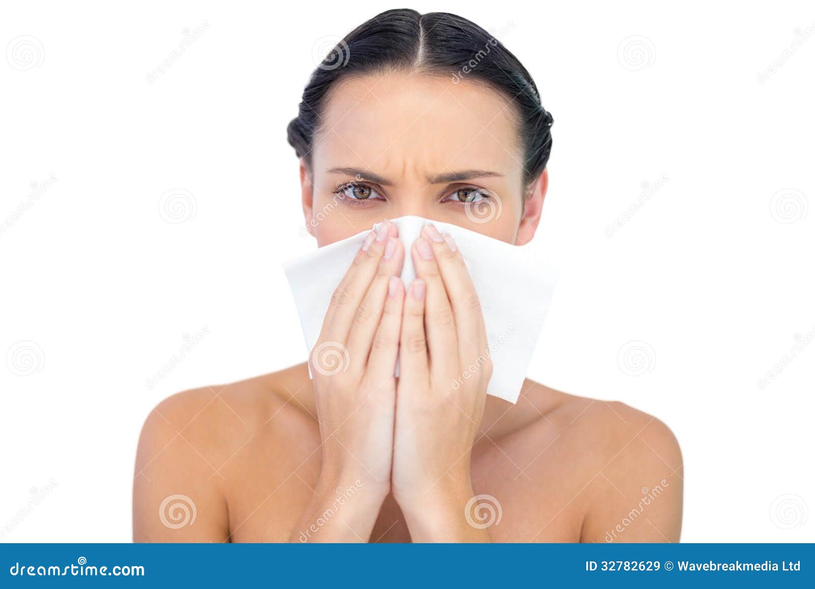 Angry Natural Model Having a Cold Stock Image - Image of brunette ...
