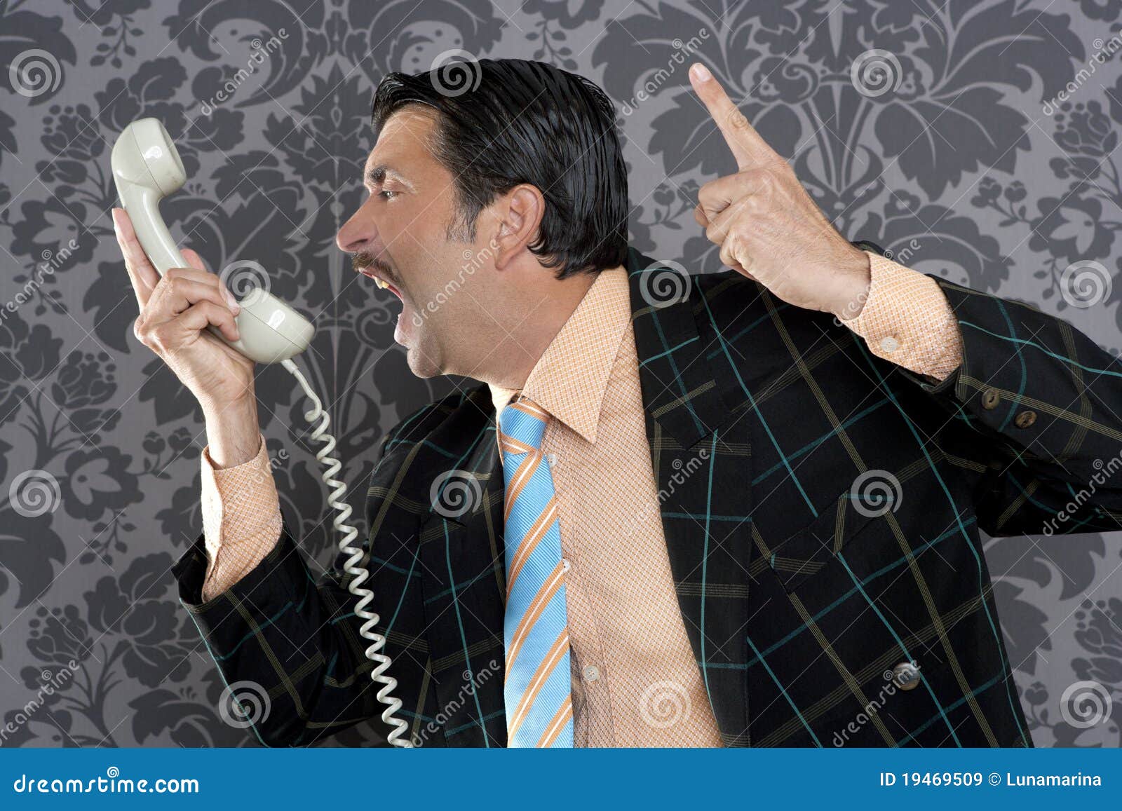 Angry Nerd Businessman Retro Telephone Stock Image - Image of human ...