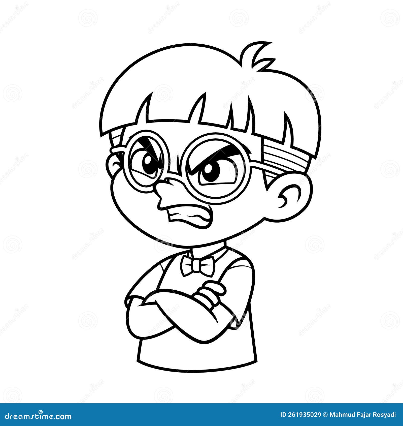 Angry Nerd Expression BW stock illustration. Illustration of brows ...