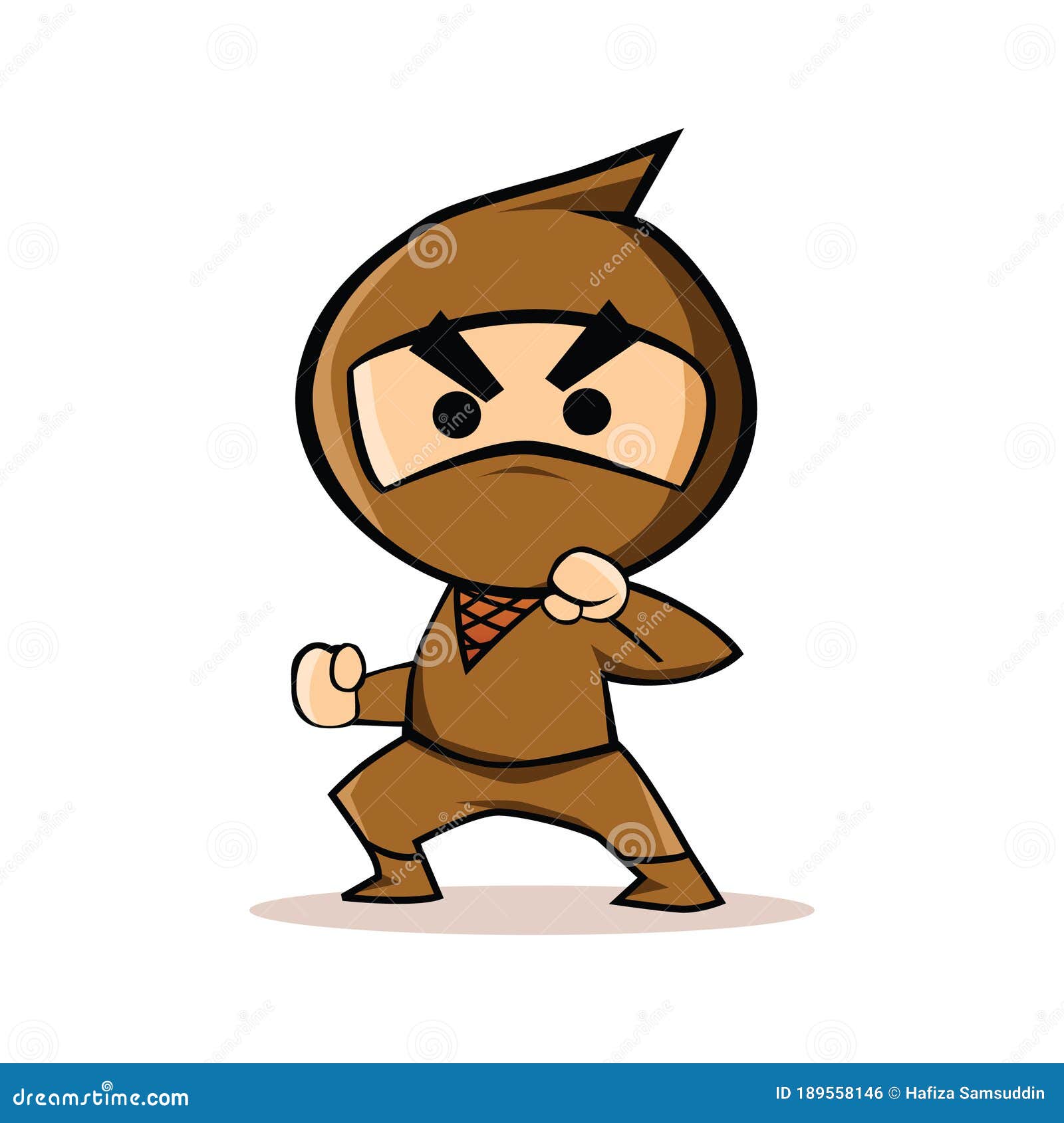 Angry Ninja Warrior Cartoon Mascot Character Vector Illustration ...