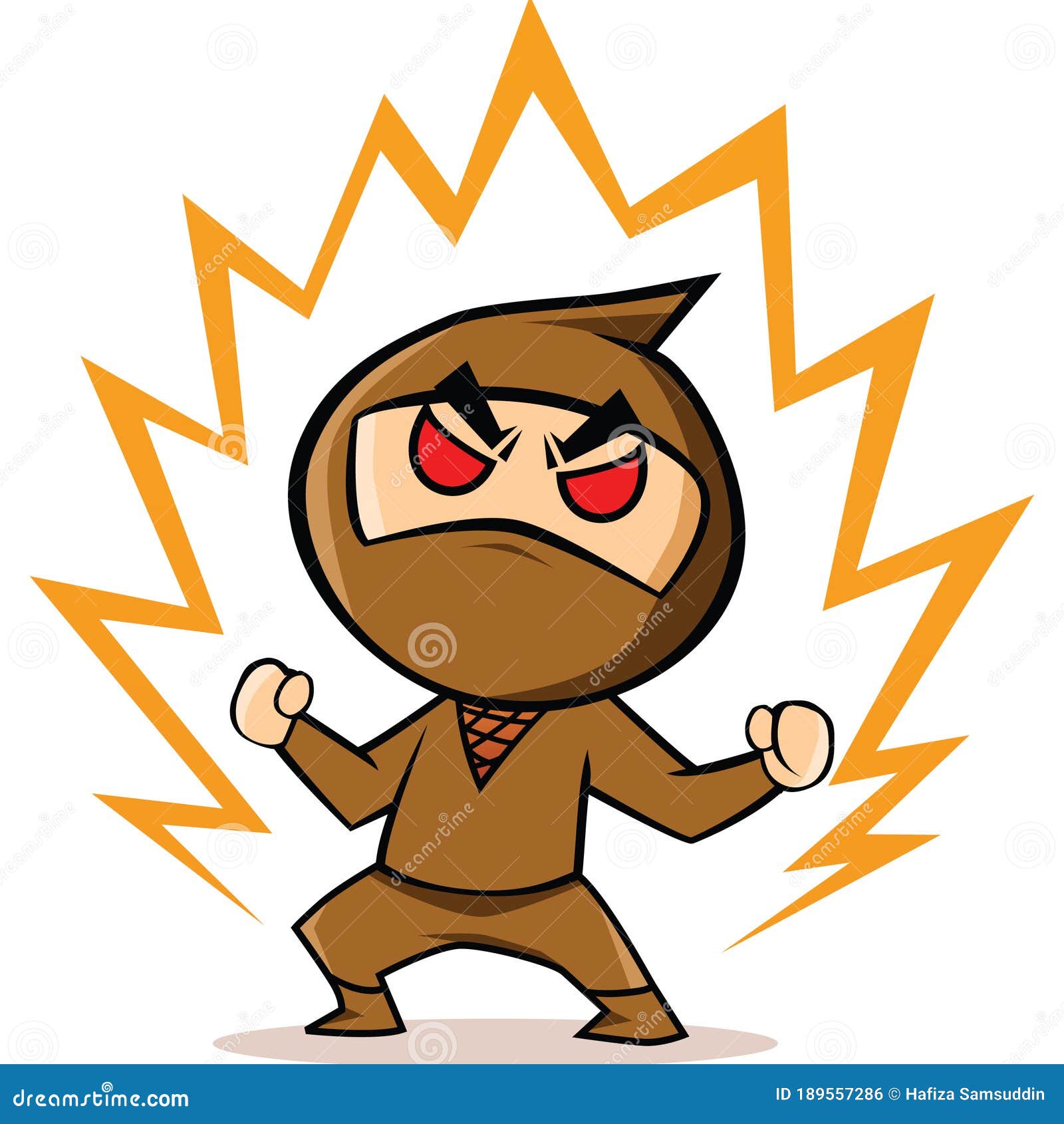 Angry Ninja Warrior Cartoon Mascot Character Vector Illustration ...