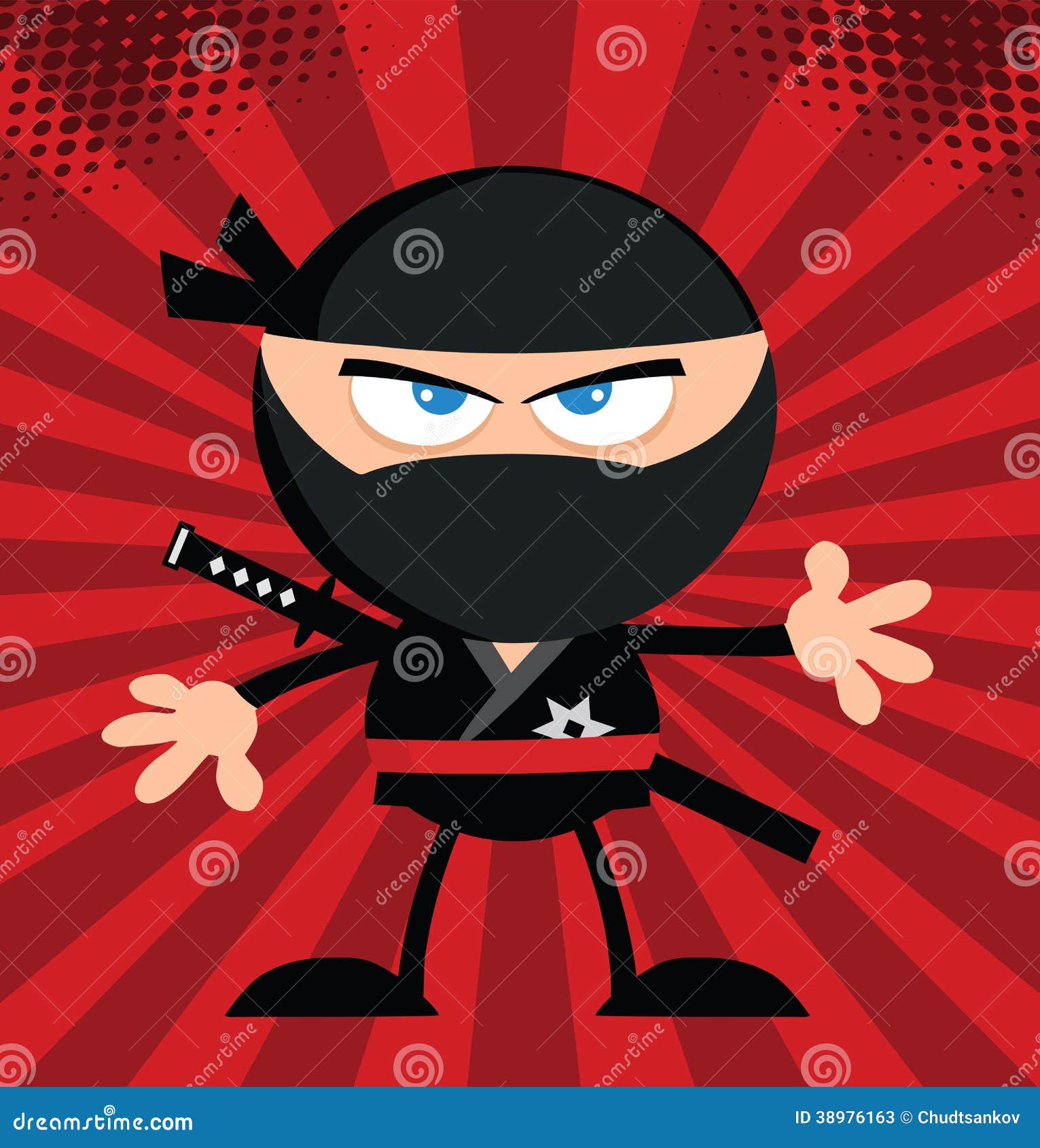 Angry Ninja Warrior Cartoon Character Flat Design Stock Illustration ...